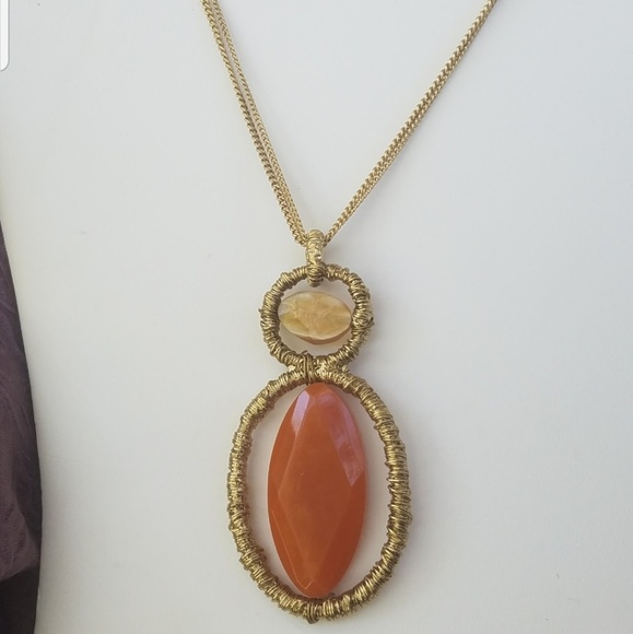 BOHM | Jewelry | N27 Bohm Large Stone Pendant Goldtone Necklace | Poshmark